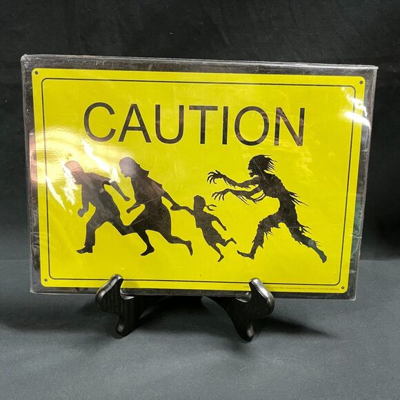 Unbranded | Other | Caution Zombies Sign Metal Zombies Chasing Family ...